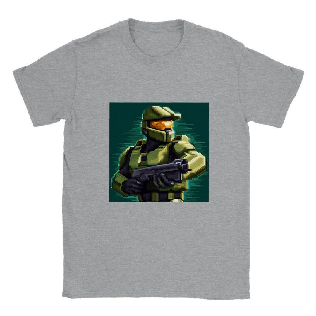 Halo 8-bit Master Chief Cartoon T-shirt - Etsy