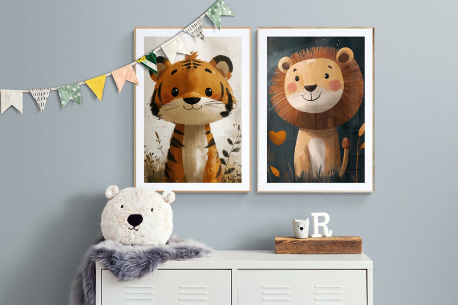 Nursery Cutest Baby Tiger Cub Portrait Quality Poster, Childish Safari ...