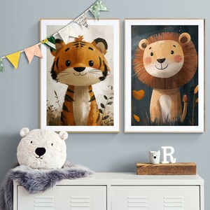 Nursery Cutest Baby Tiger Cub Portrait Quality Poster, Childish Safari ...