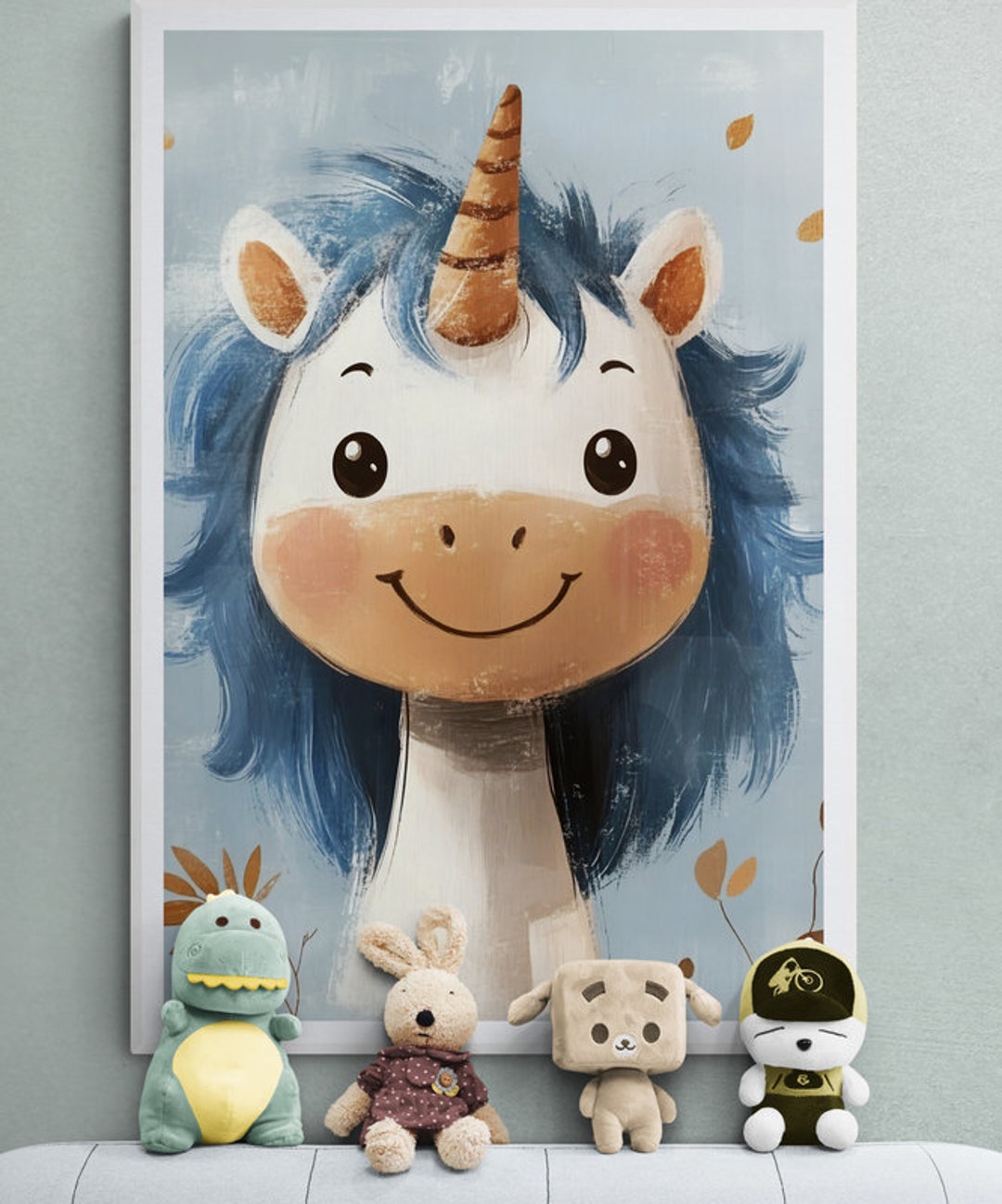 Nursery Adorable Baby Blue Unicorn Portrait, Cutest Childish Nursery ...