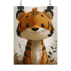 Nursery Cutest Baby Tiger Cub Portrait Quality Poster, Childish Safari ...