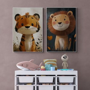 Nursery Cutest Baby Tiger Cub Portrait Quality Poster, Childish Safari ...