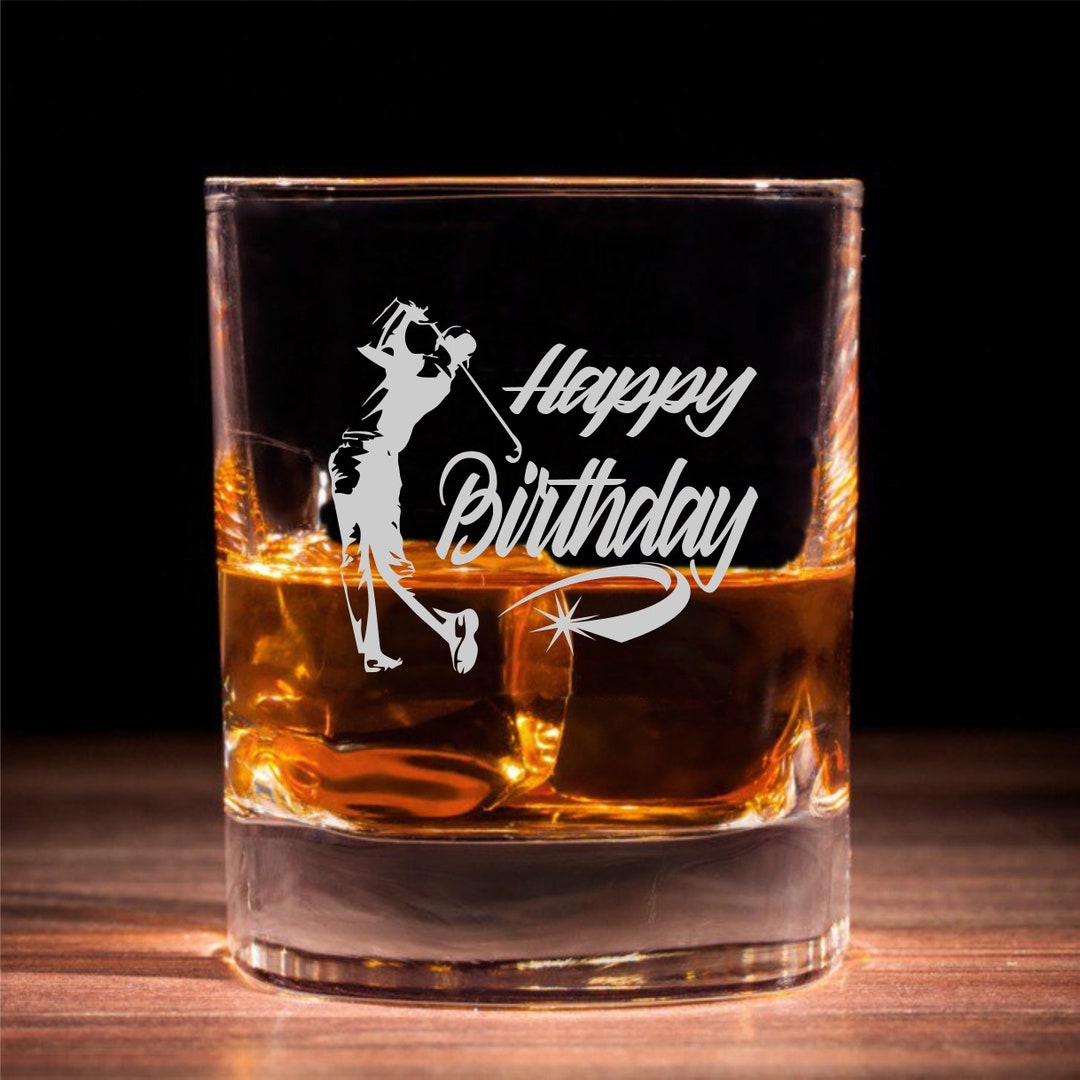 Happy Birthday Golf Whiskey Glass, Golf Whiskey Glass, Golf Gift, Golf ...