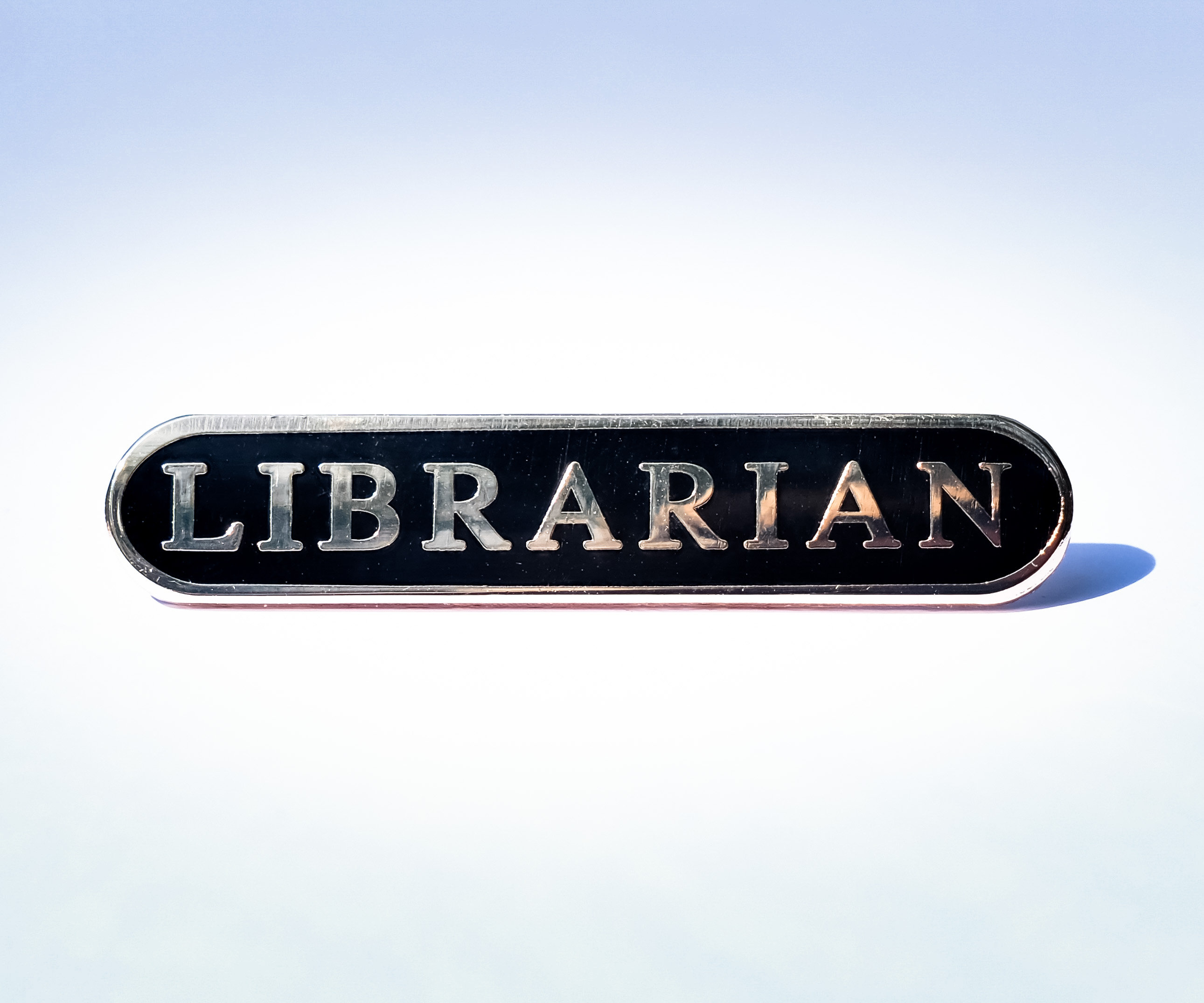 Librarian Bar Badges Packs of 4, School Badges, Metal Bar Badges ...