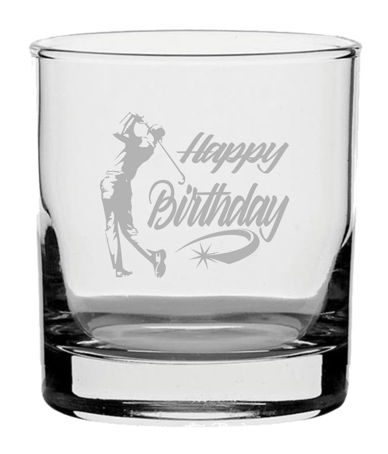 Happy Birthday Golf Whiskey Glass Golf Whiskey Glass Golf T Golf Glass Engraved Golf