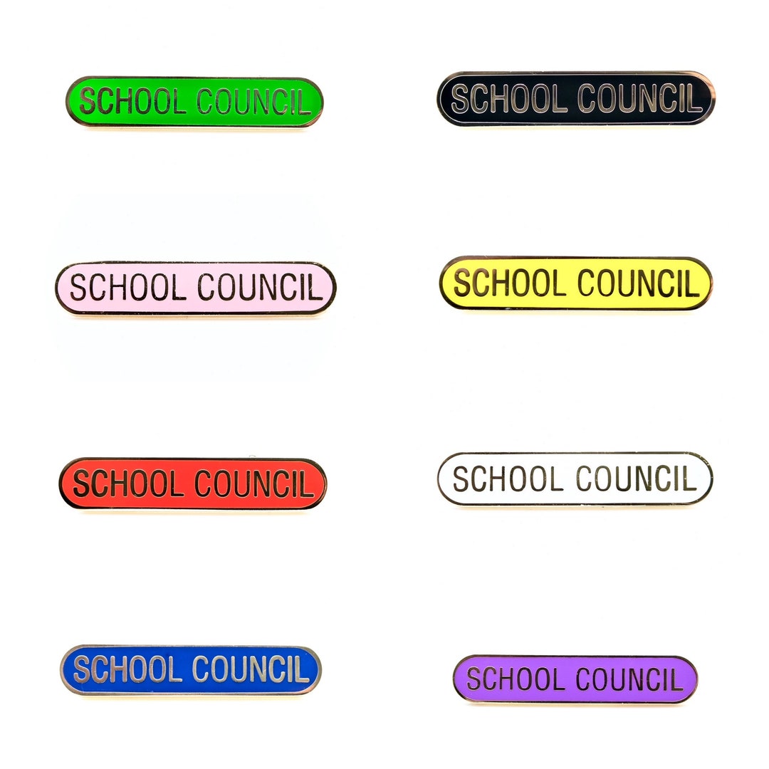 School Council Bar Badges Packs of 4, School Badges, Metal Bar Badges ...
