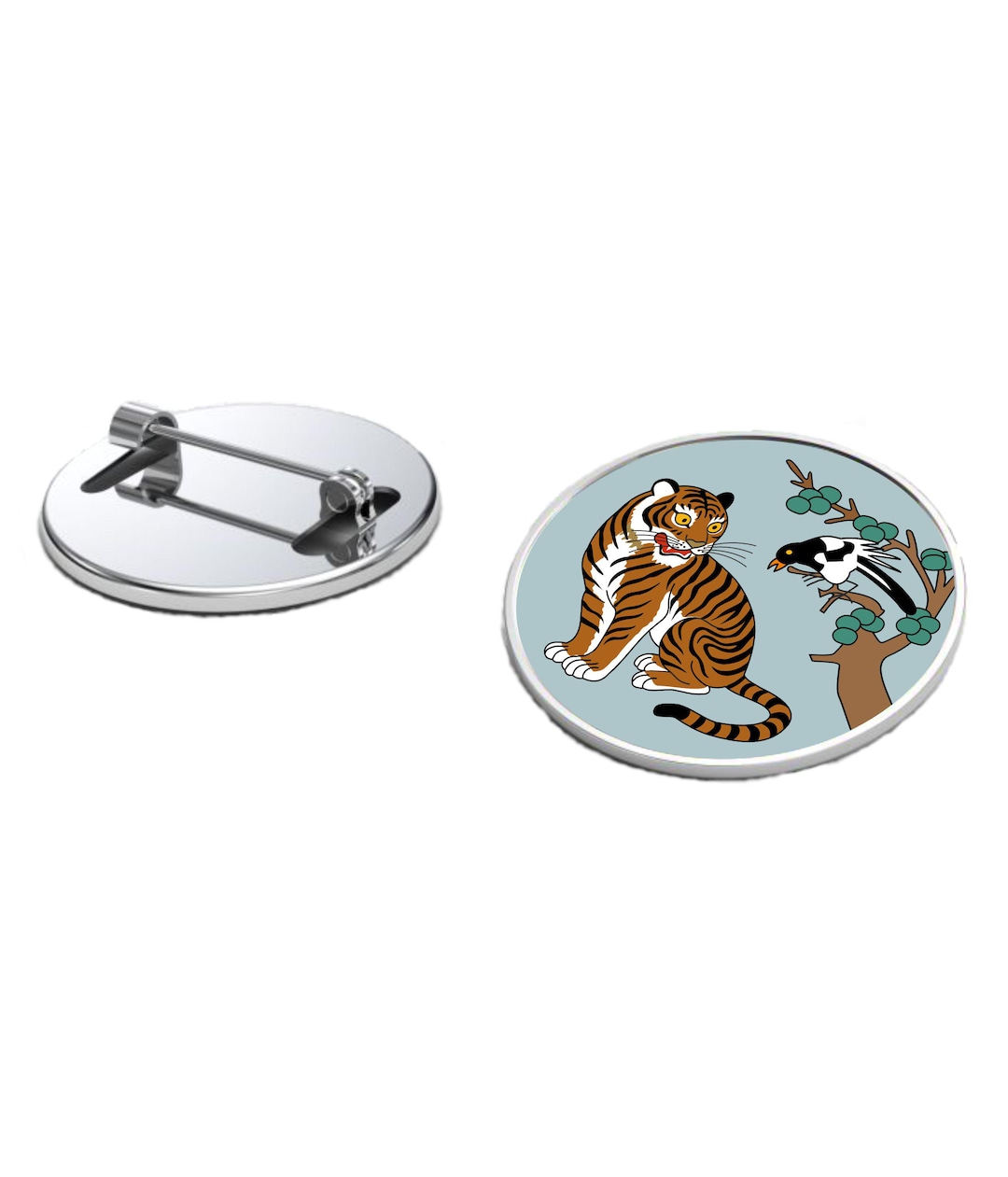 Korean Folk Art Tiger and Magpie Badges: Kpop Culture Pins (pack of 3 ...
