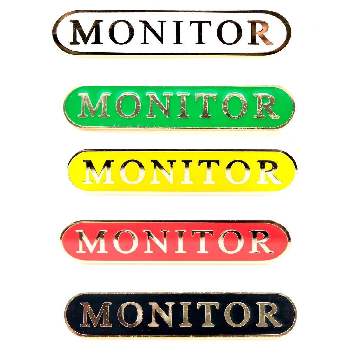 School Monitor Bar Badges Packs of 4, School Badges, Metal Bar Badges ...