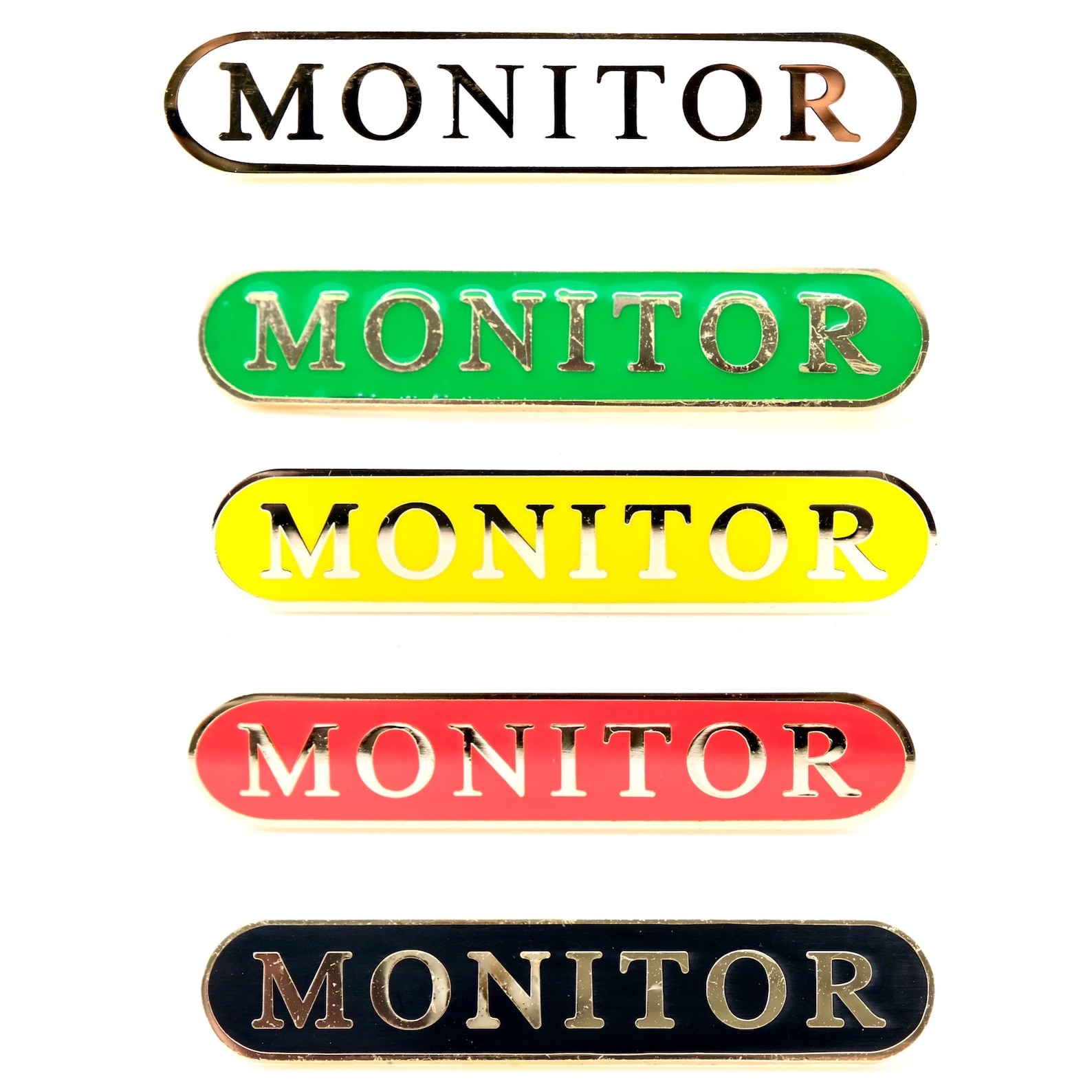 School Monitor Bar Badges Packs of 4, School Badges, Metal Bar Badges ...