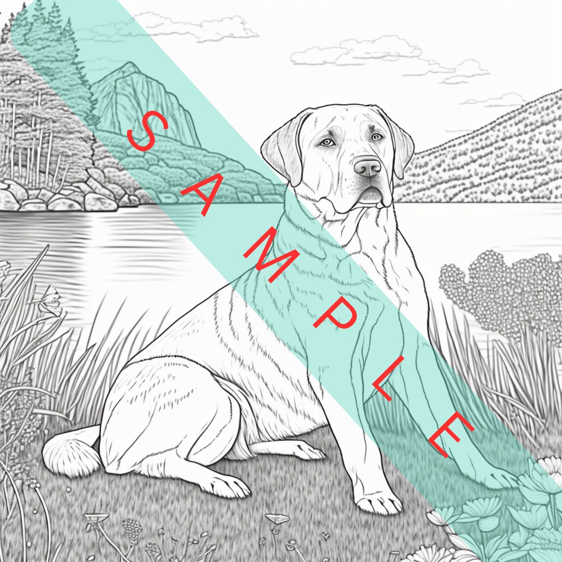 5 Coloring Sheets for Labrador Retriever Dog Lovers, Mindful for Stress ...