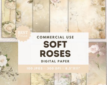 Vintage Roses Journal Paper Pack Digital Download Shabby Chic Romantic ...