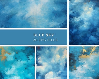 Sunset Sky Digital Paper, Soft Paint Texture, Sky Backgrounds, Sun Art ...