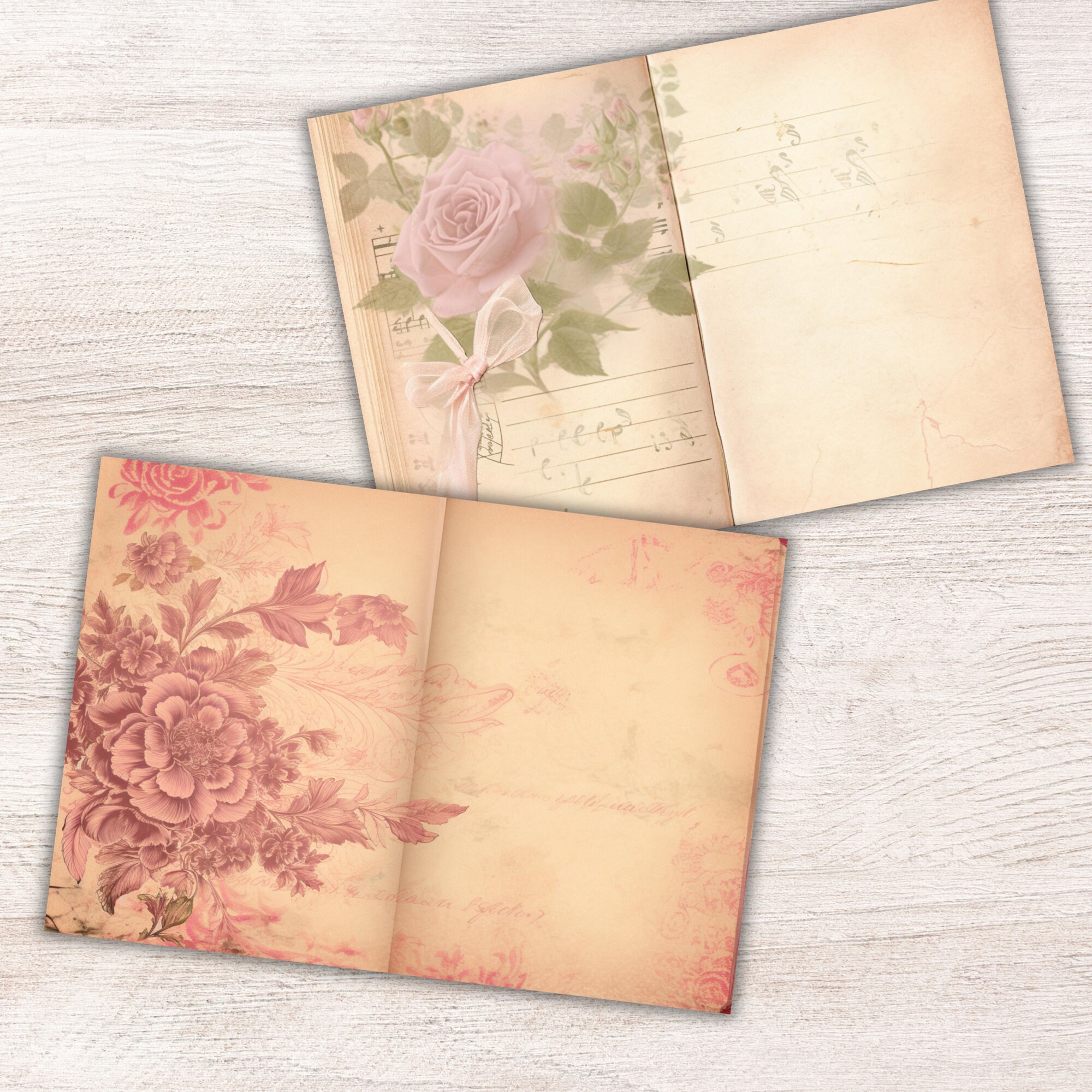 Floral Junk Journal Pages, Vintage Roses Junk Journal Kit, Junk Journal ...
