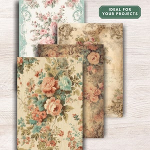 Floral Junk Journal Pages, Vintage Roses Junk Journal Kit, Junk Journal ...