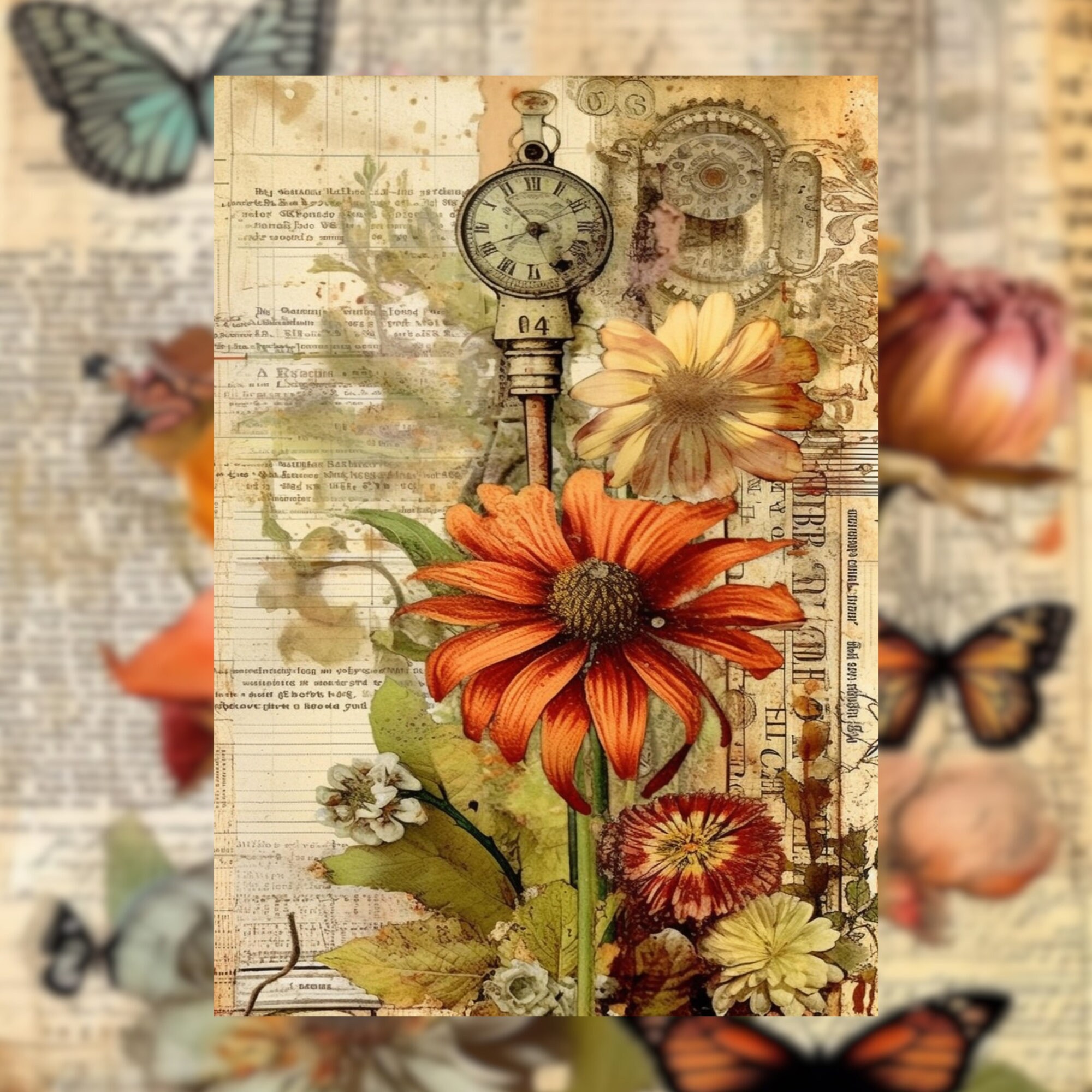 20 Vintage Floral Journal Pages, Junk Journal Kit, Basic Papers ...