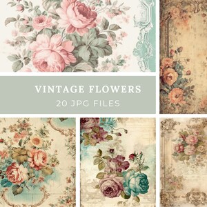 Floral Junk Journal Pages, Vintage Roses Junk Journal Kit, Junk Journal ...