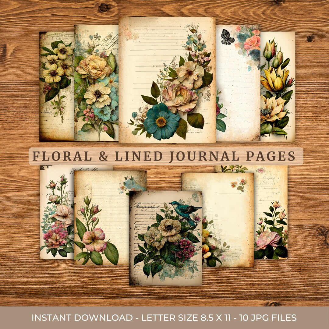 Watercolor Wildflowers Junk Journal Printable Page, Flowers Junk ...
