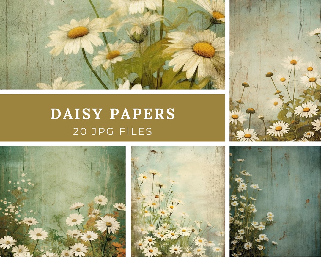 Junk Journal Kit, Shabby Daisy, Vintage Ephemera, Yellow, Collage ...