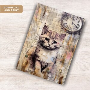 Vintage Cats Junk Journal Kitten Paper Cat Journal Page Card Making Tag ...