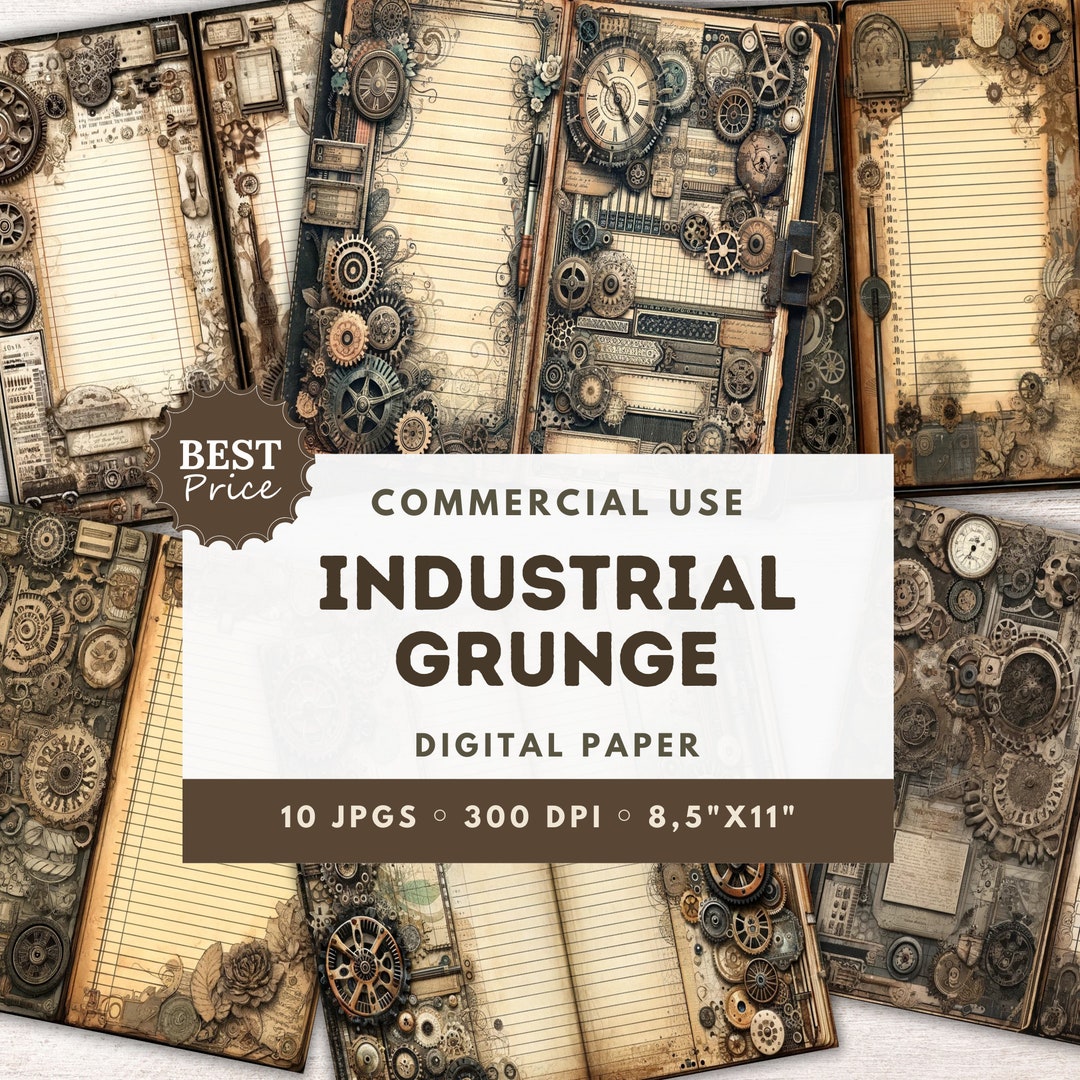 Industrial, Grunge, Printable Papers, Junk Journal, Numbers, Steampunk ...