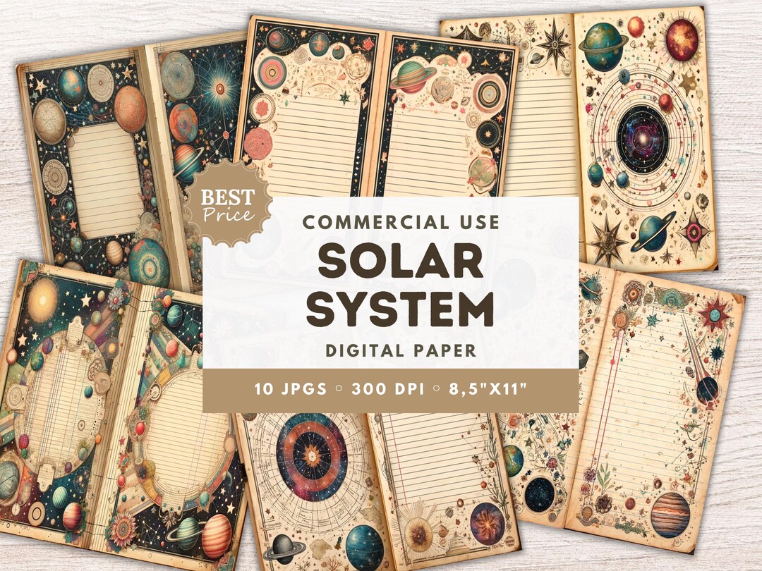 Galaxy Junk Journal Pages, Digital Scrapbook Paper Kit, Celestial ...