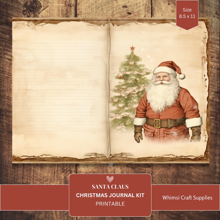 Santa Claus Junk Journal Pages, Digital Scrapbook Paper Kit, Father ...