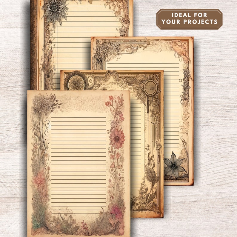 Lined & Empty, Journal Pages, Junk Journal, Kit, Neutral, Printable ...