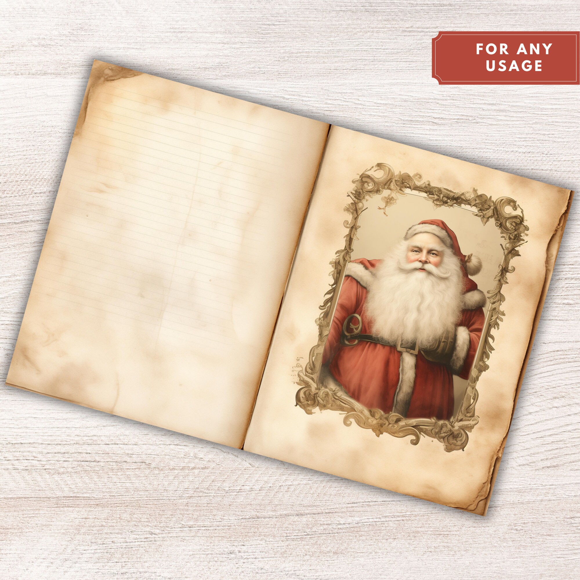 Santa Claus Junk Journal Pages, Digital Scrapbook Paper Kit, Father ...