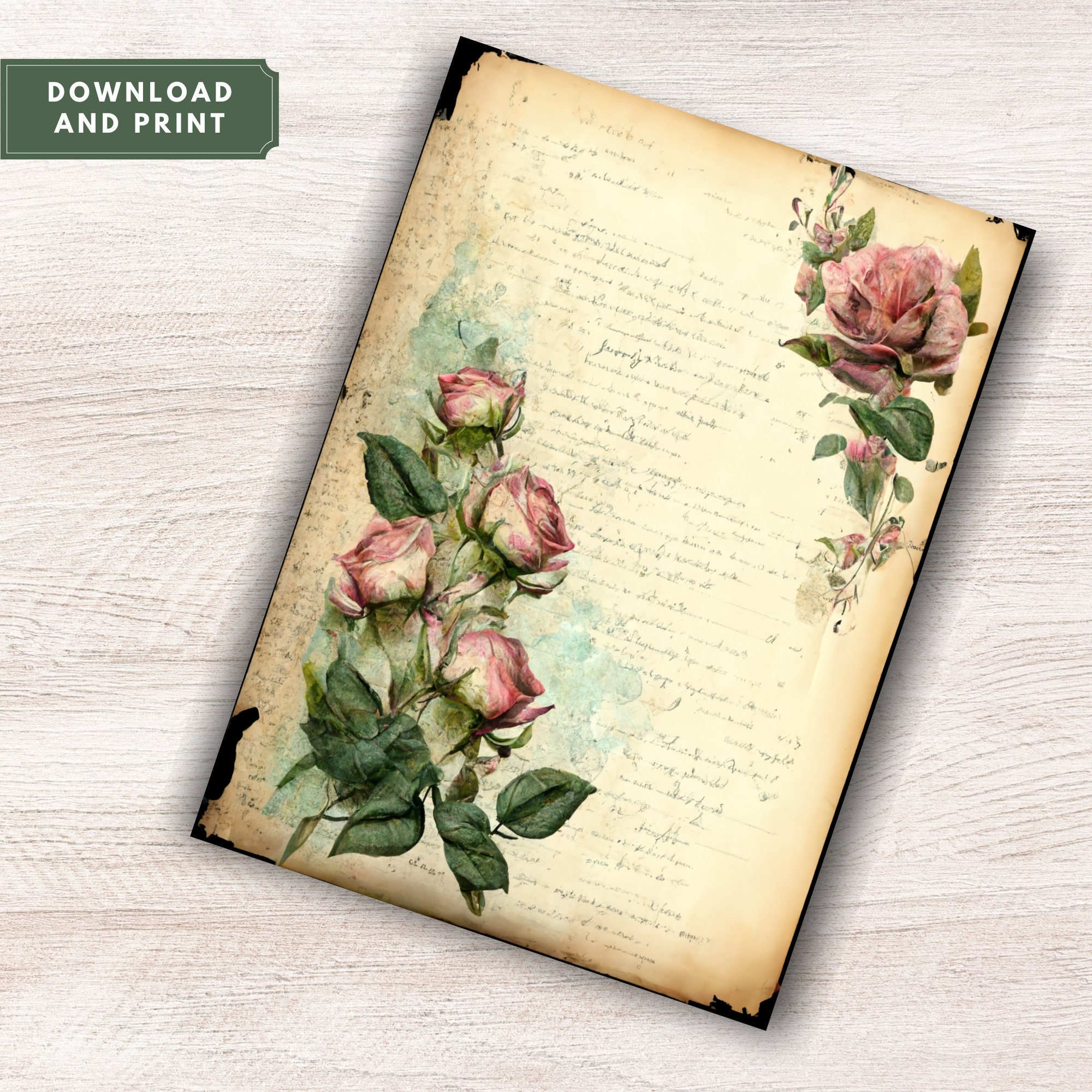 Wildflower Journal Paper, 10 Printable Vintage Flowers Collage Pages ...