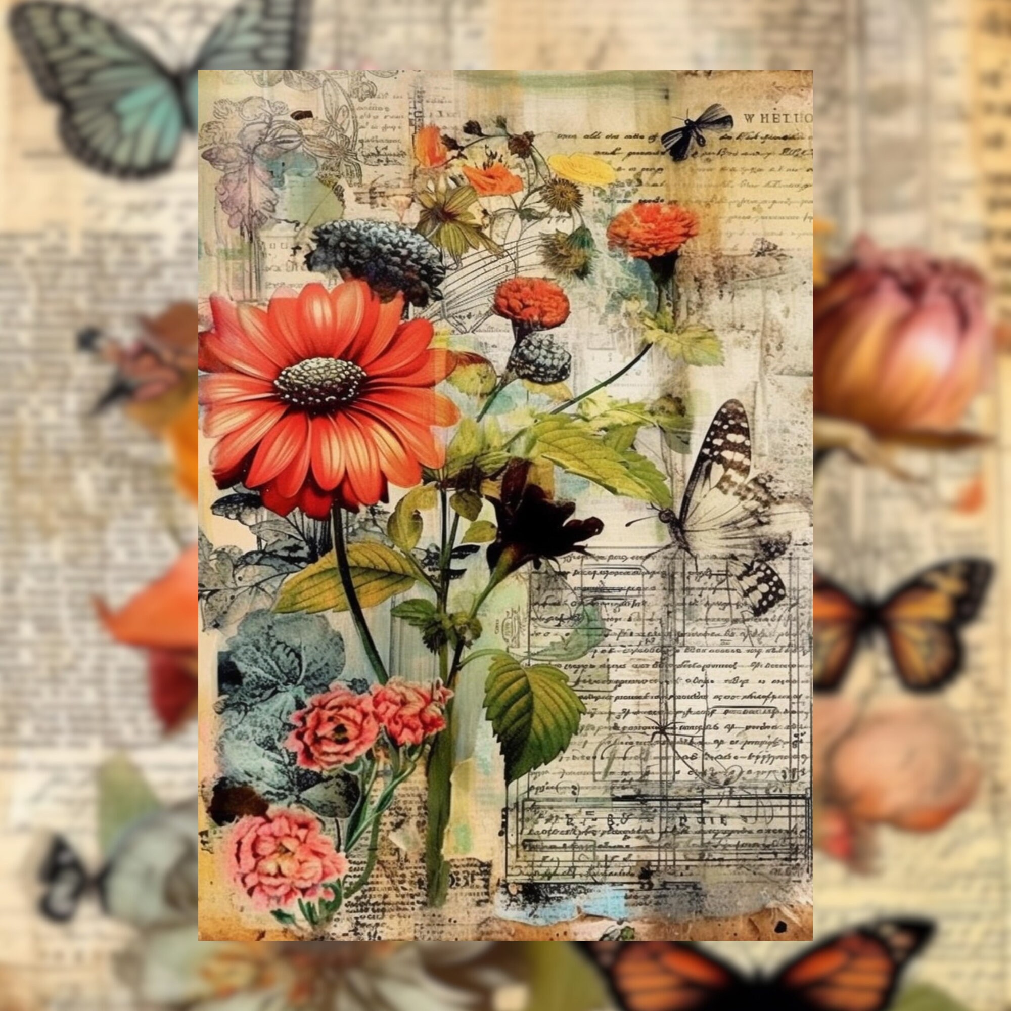 20 Vintage Floral Journal Pages, Junk Journal Kit, Basic Papers ...