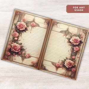 Blank Lined Journal Pages, Junk Journal Basic Papers, Printable Shabby ...