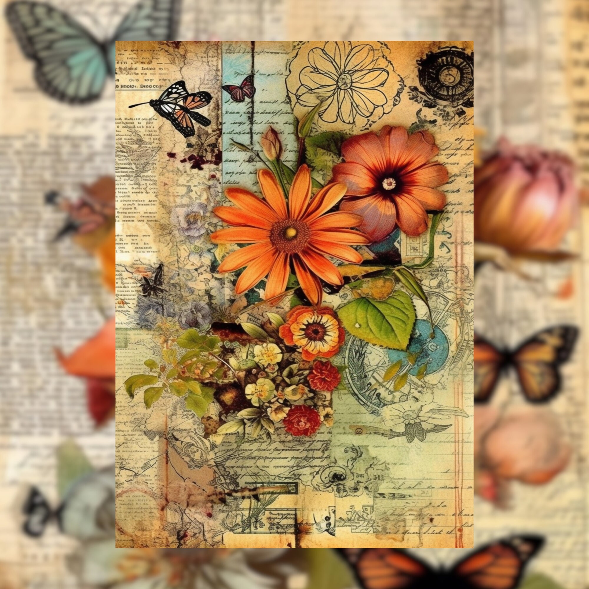 20 Vintage Floral Journal Pages, Junk Journal Kit, Basic Papers ...