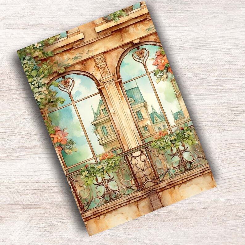 20 Floral Balcony Clipart, Vintage Balcony, Printable Watercolor ...