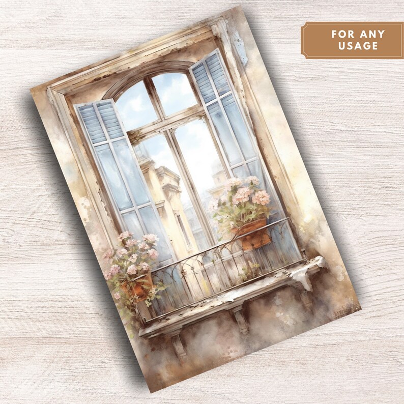 20 Floral Balcony Clipart, Vintage Balcony, Printable Watercolor ...