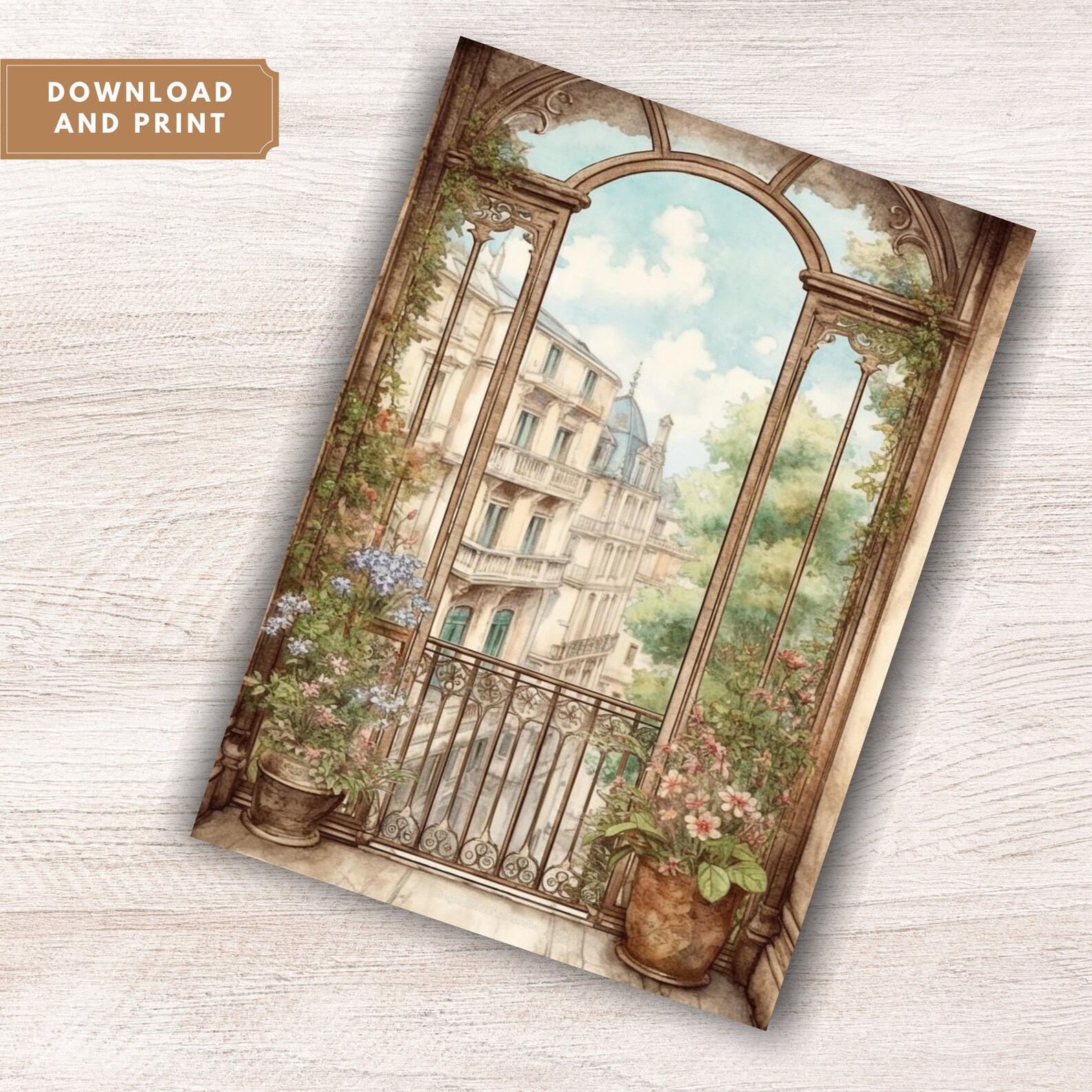 20 Floral Balcony Clipart, Vintage Balcony, Printable Watercolor ...