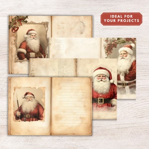 Santa Claus Junk Journal Pages, Digital Scrapbook Paper Kit, Father ...
