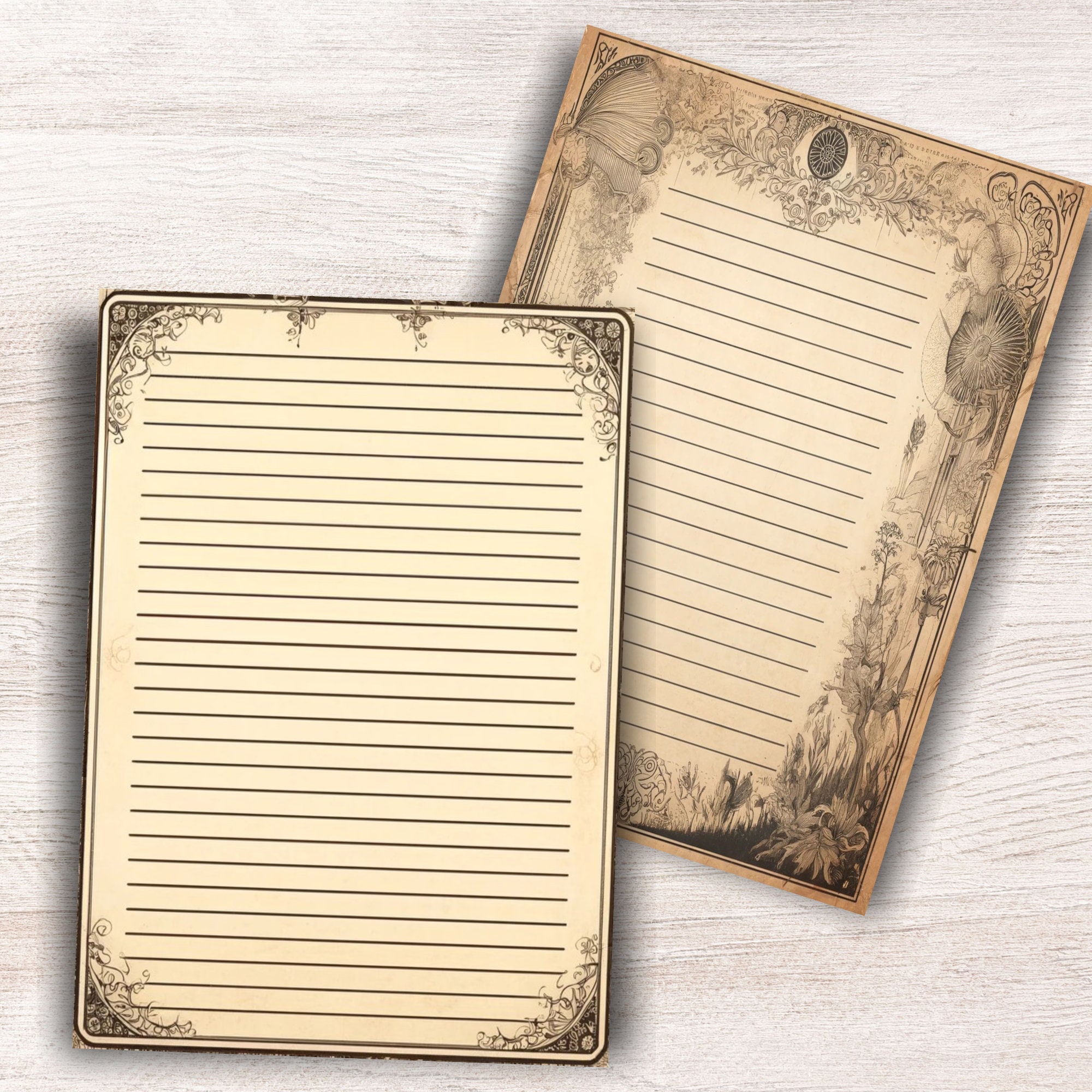 Lined & Empty, Journal Pages, Junk Journal, Kit, Neutral, Printable ...