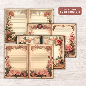 Blank Lined Journal Pages, Junk Journal Basic Papers, Printable Shabby ...