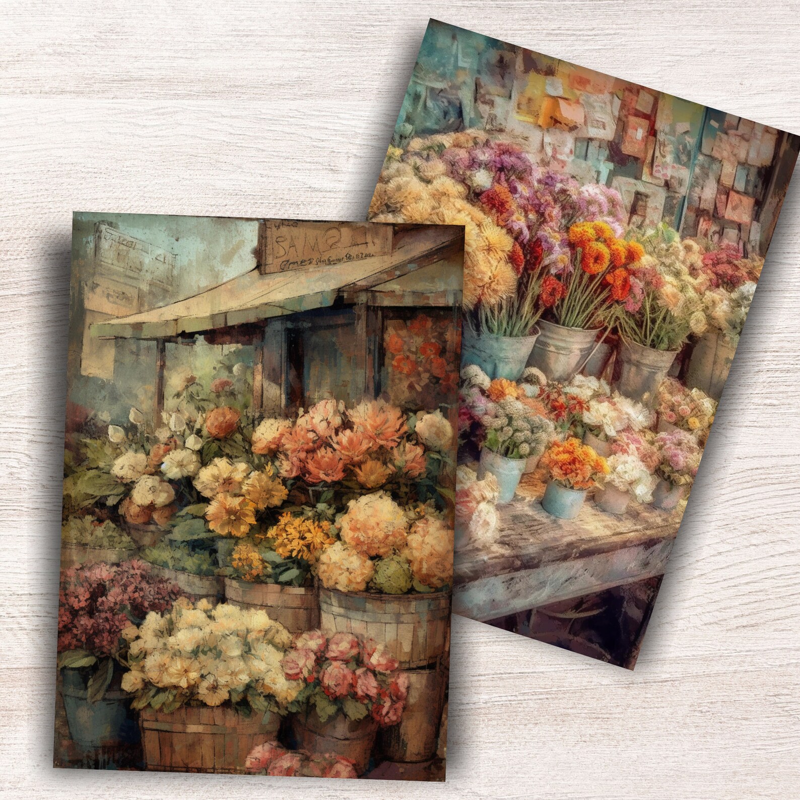 Vintage Flower Shop Junk Journal Pages, Floral Scrapbook Paper Digi Kit ...