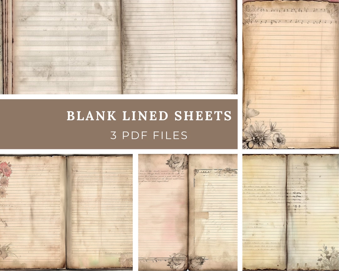 Lined & Blank Journal Pages Junk Journal Kit Neutral - Etsy