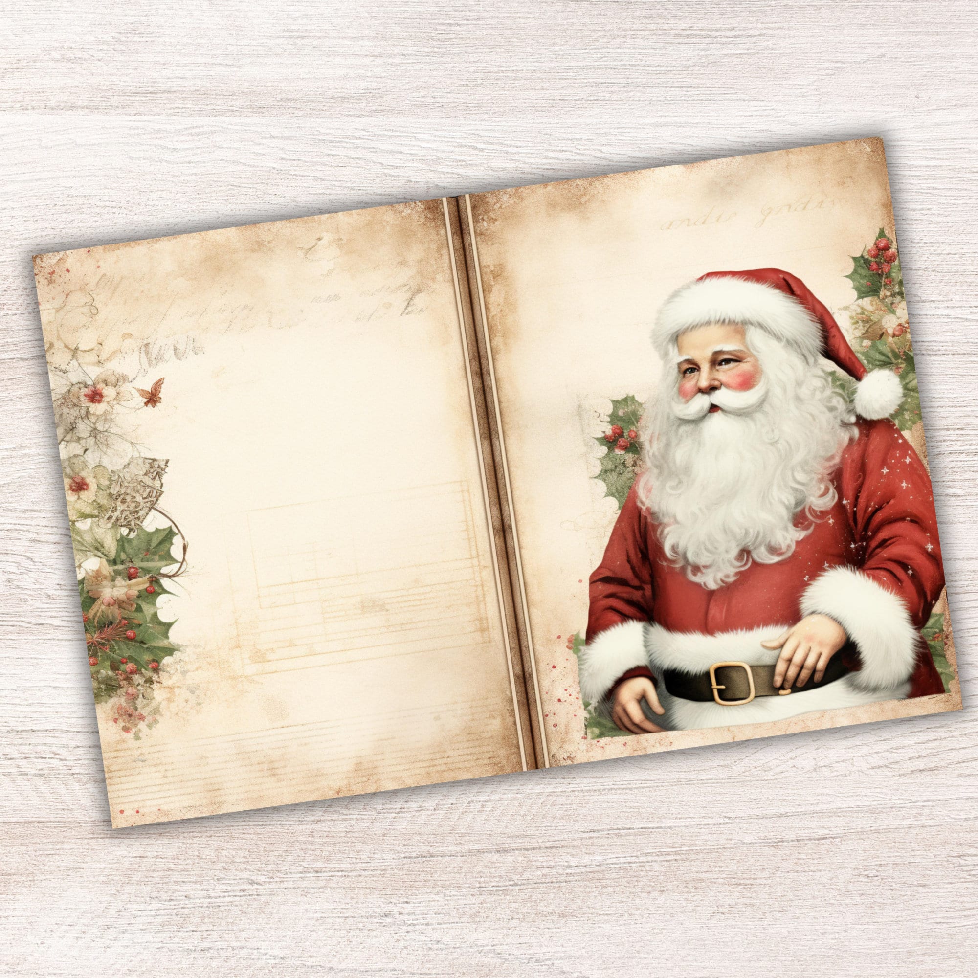 Santa Claus Junk Journal Pages, Digital Scrapbook Paper Kit, Father ...