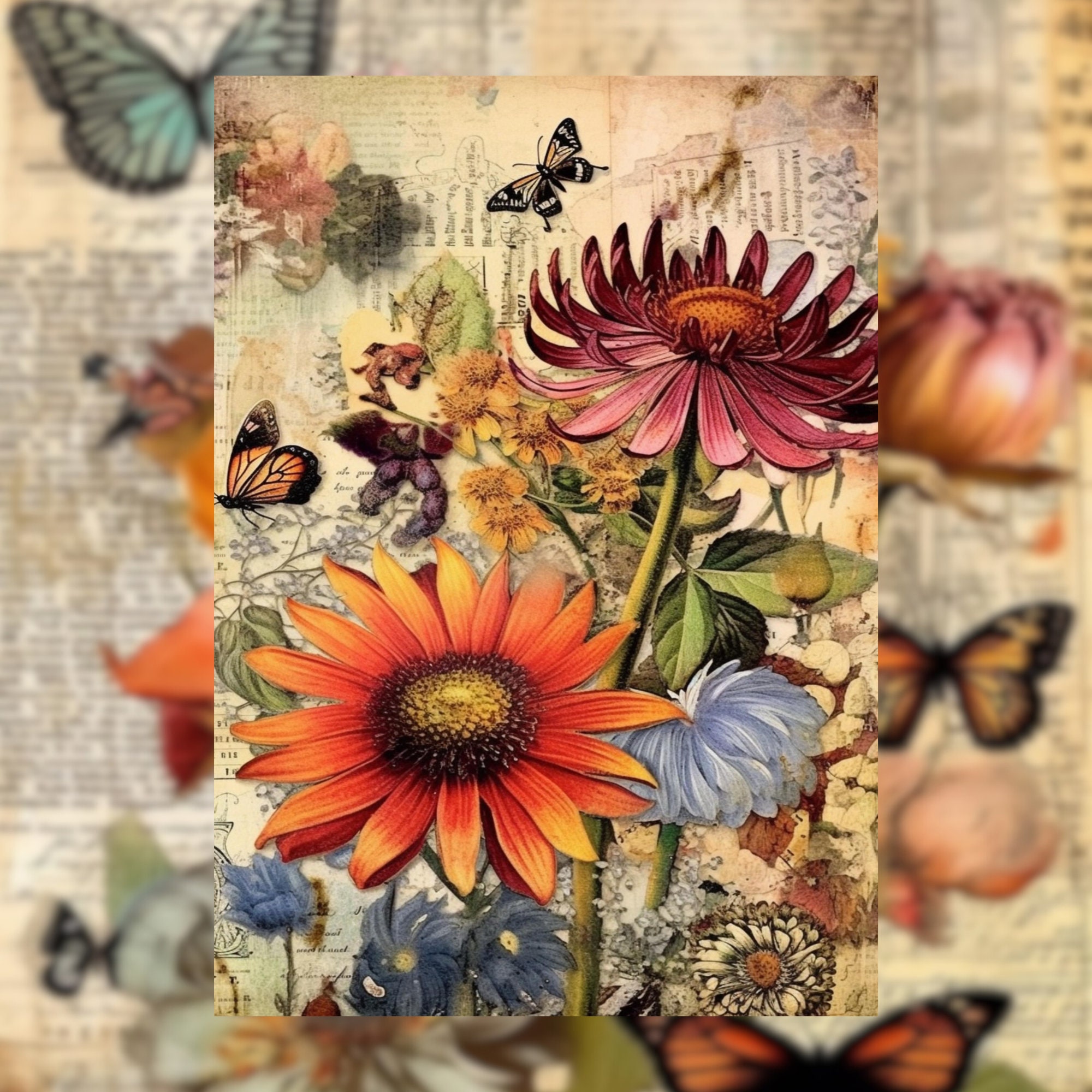 20 Vintage Floral Journal Pages, Junk Journal Kit, Basic Papers ...