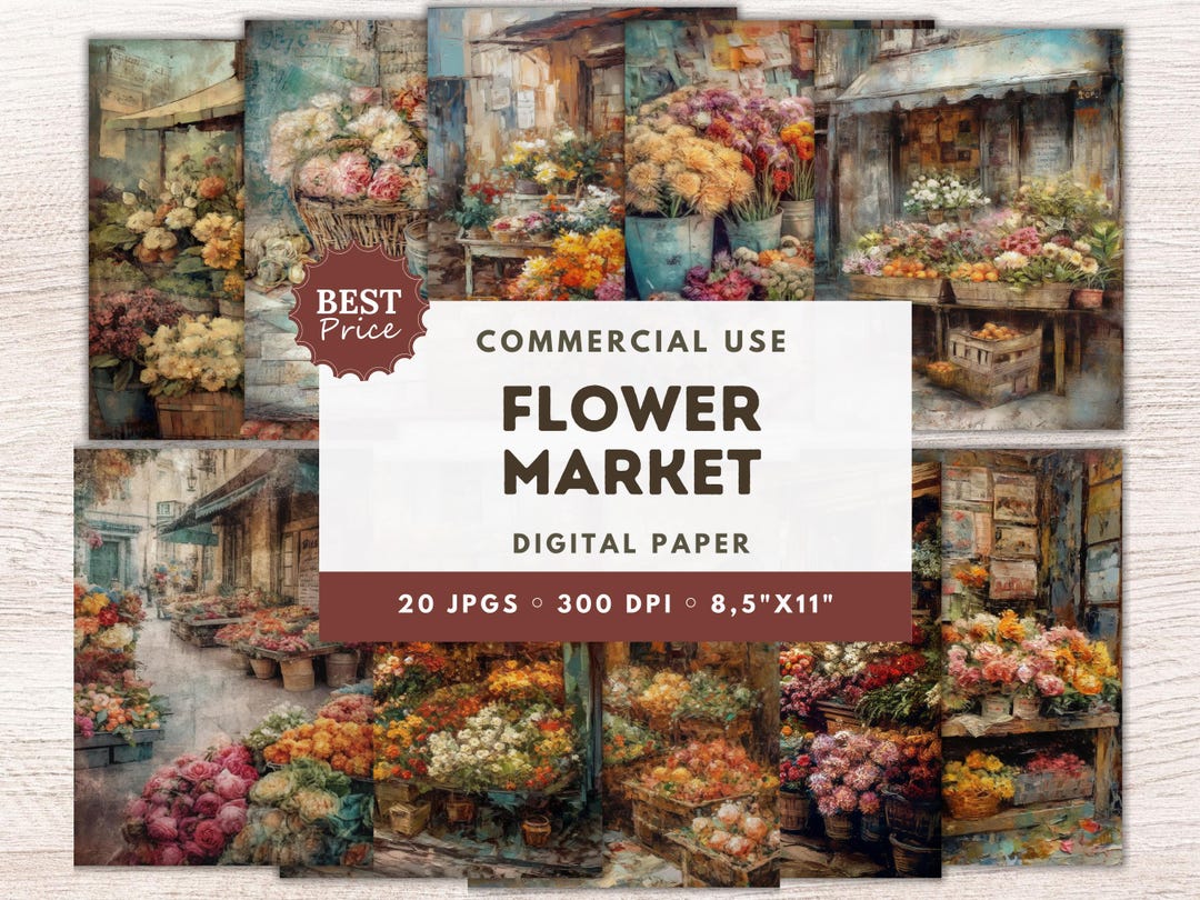 Vintage Flower Shop Junk Journal Pages, Floral Scrapbook Paper Digi Kit ...