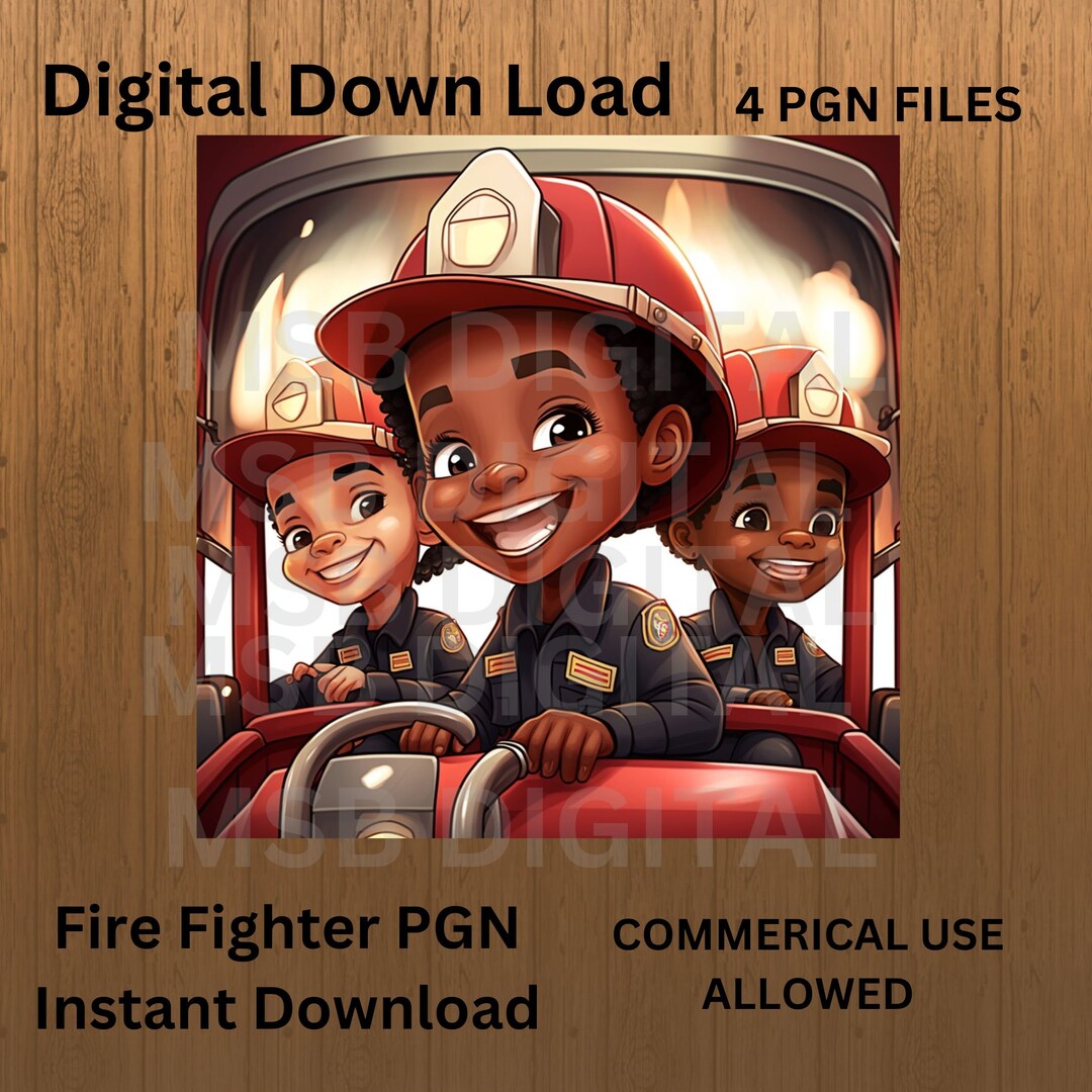 Black Boy Fire Fighter, Fire Fighter PGN, Black Boy Clipart, Kids ...