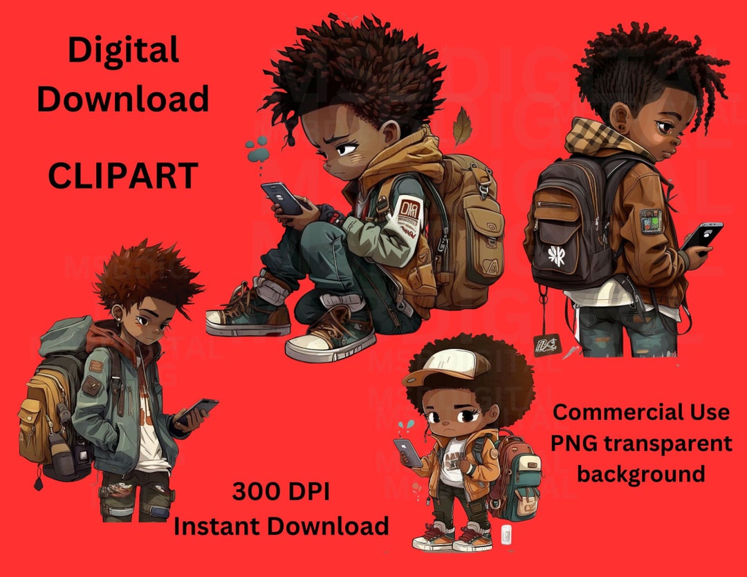 Black Boy Joy PNG Clipart Teen L Sublimation Digital Download Brown Boy ...