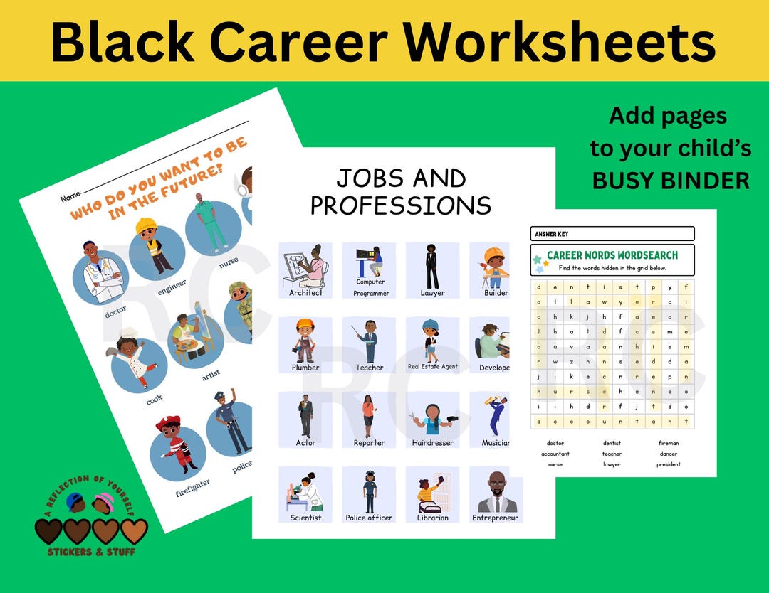 Afro Kids, Occupation, Black Professionals, Worksheet, Traceable ...