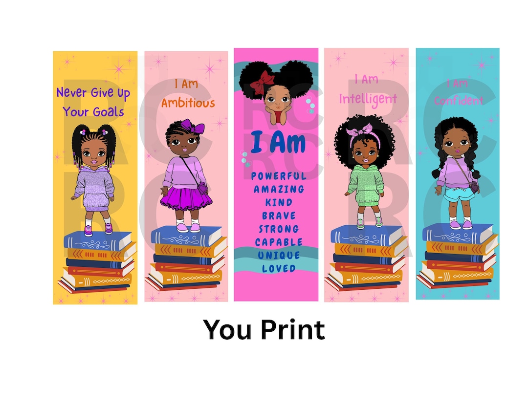 Printable Kids Bookmarks, African American Girls, Reading Accessories ...