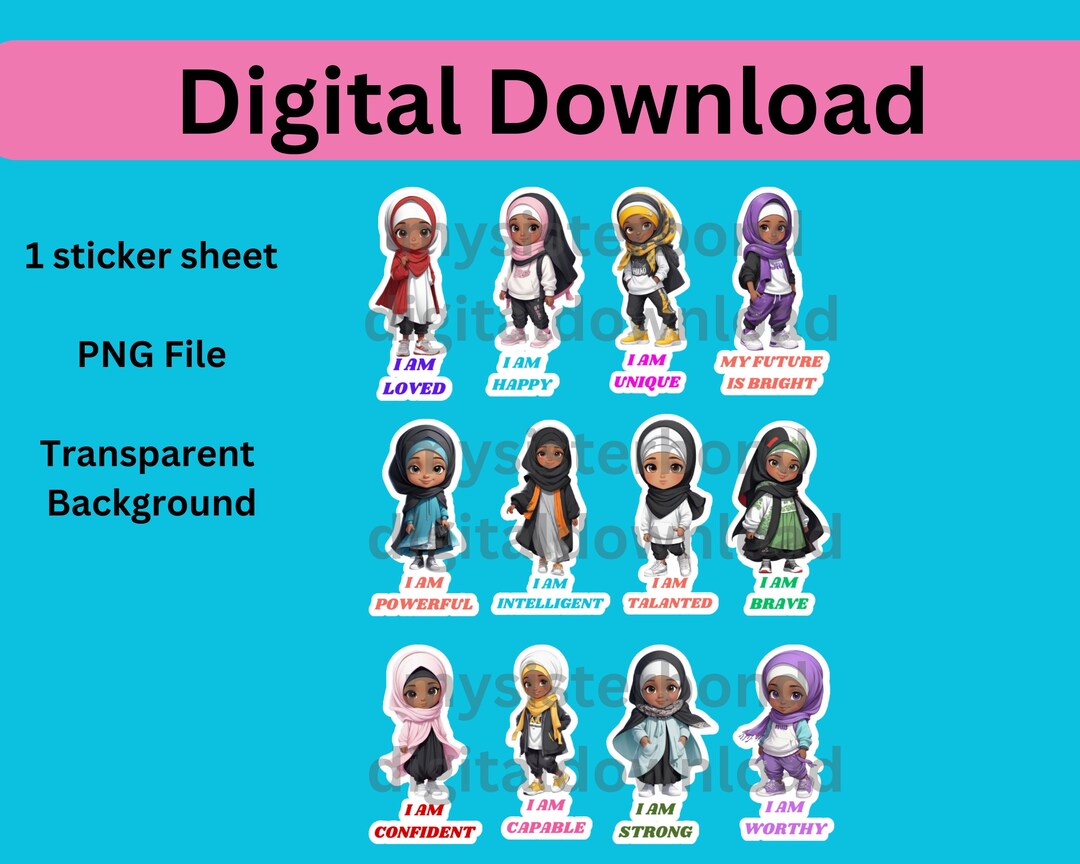 Ramadan Muslim Girl Clipart Sticker Sheet (PNG, Digital Download) - Etsy