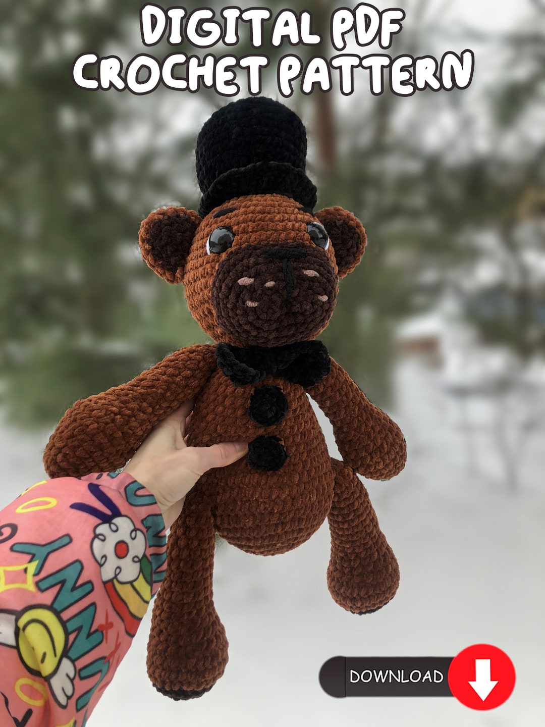 PDF FNAF Top Hat Teddy Bear Crochet Pattern, Amigurumi Tutorial ...