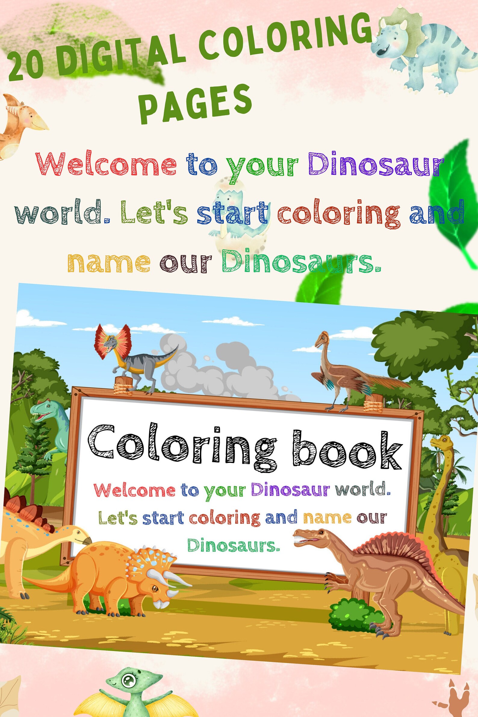 20 Dinosaur Coloring Pages- Super Fun Coloring Pages for Children ...